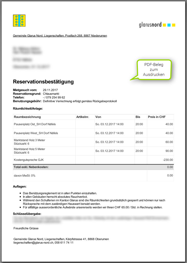 Kundenbeleg als PDF zum Ausdrucken