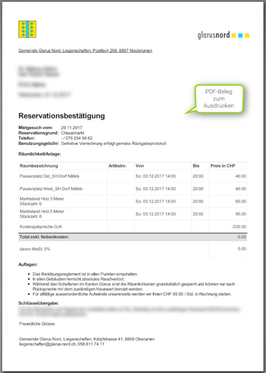 Kundenbeleg als PDF zum Ausdrucken